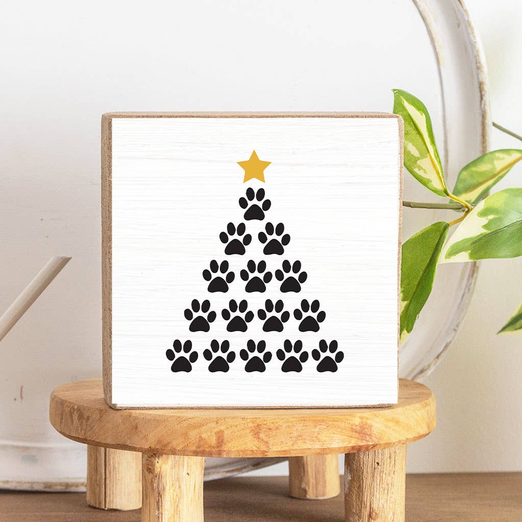 Paw Print Tree Decorative Wooden Block – Setting The Space