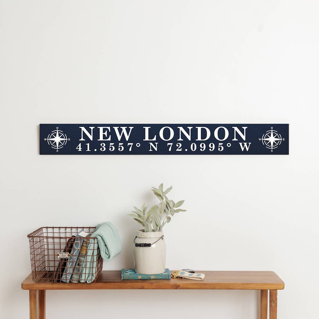 Personalized Compass White/Navy Barn Wood Sign – Setting The Space
